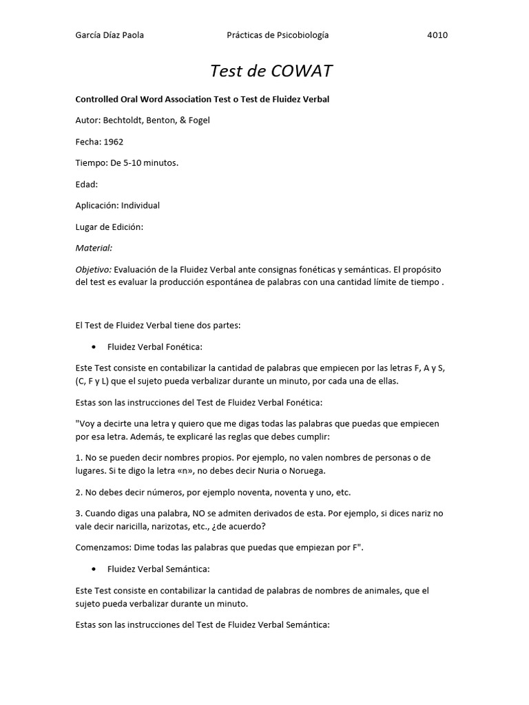 Test Cowat | PDF | Language Arts & Discipline