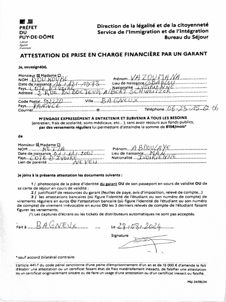 Attestation de Prise en Charge | PDF