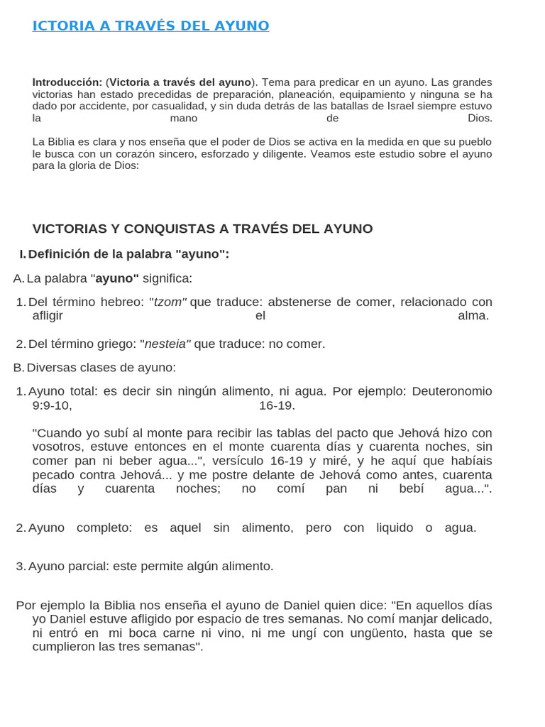 Ictoria A Través Del Ayuno | PDF