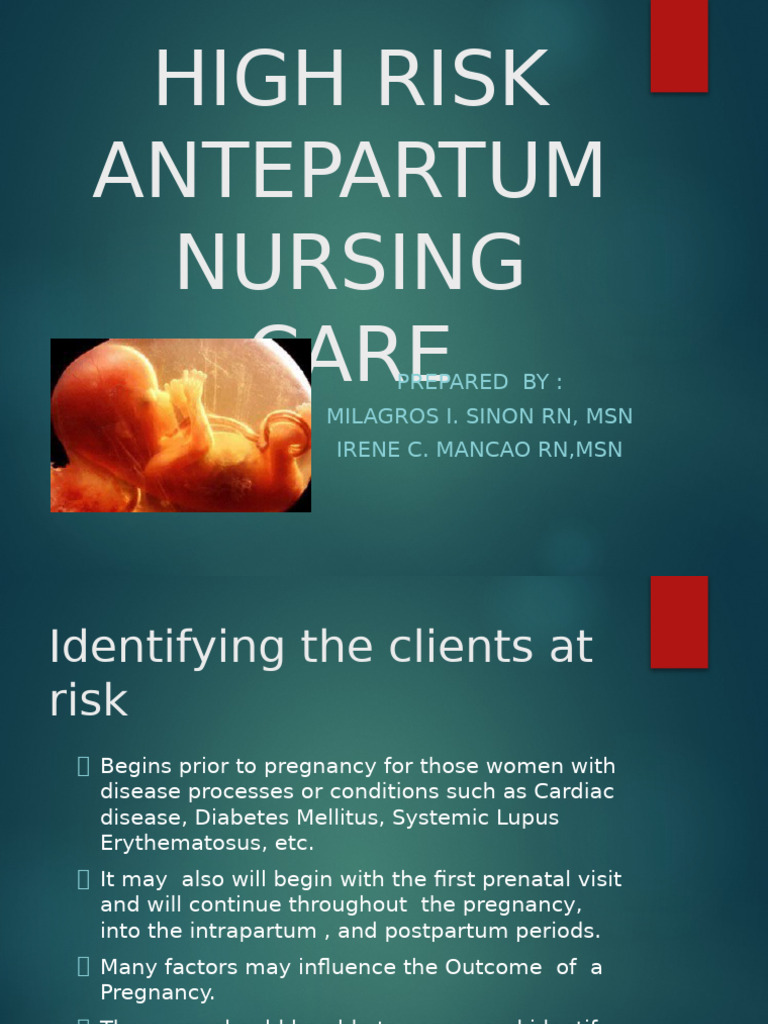 3rd-Lecture-High Risk Antepartum Nursing Care 1 | PDF
