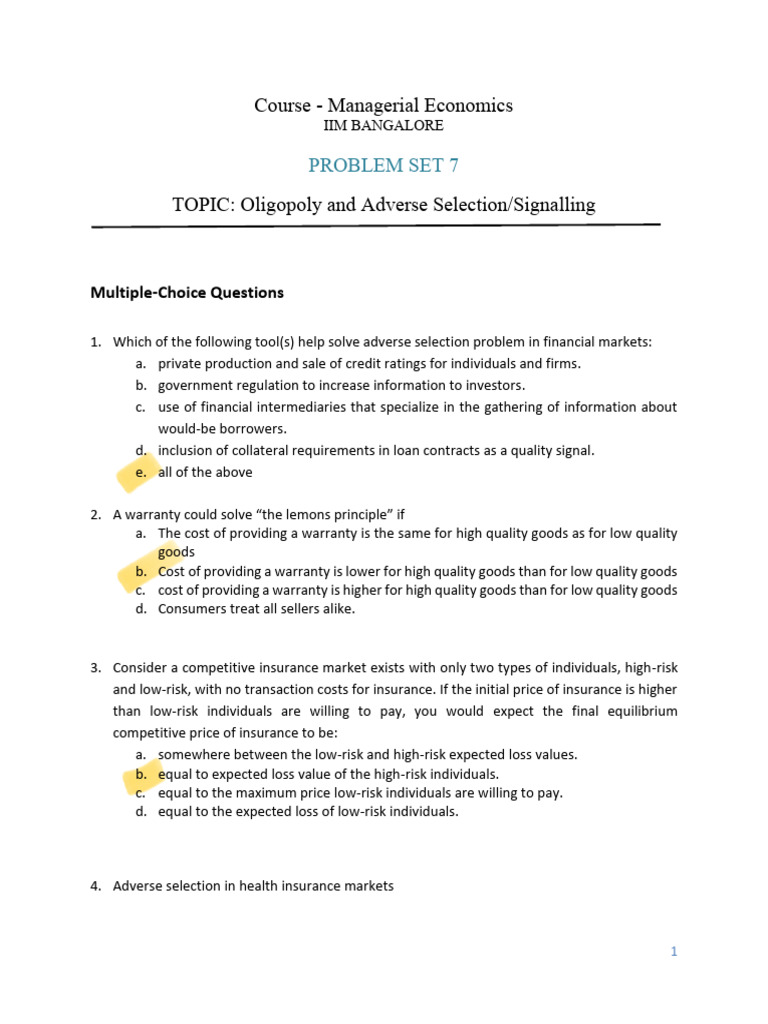 Problem Set 7 | PDF