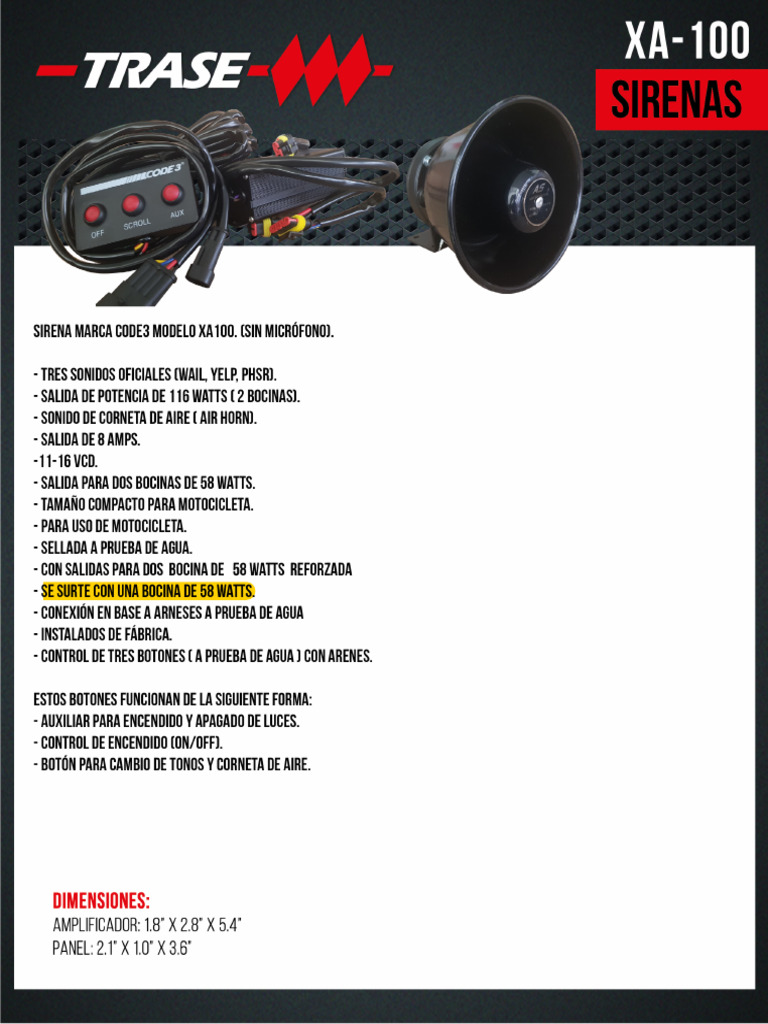 Xa100 Ficha Tecnica 100 Watts | PDF
