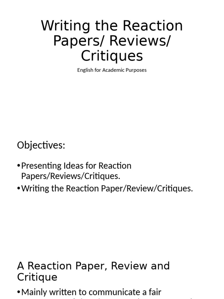 Writing The Reaction Papers | PDF