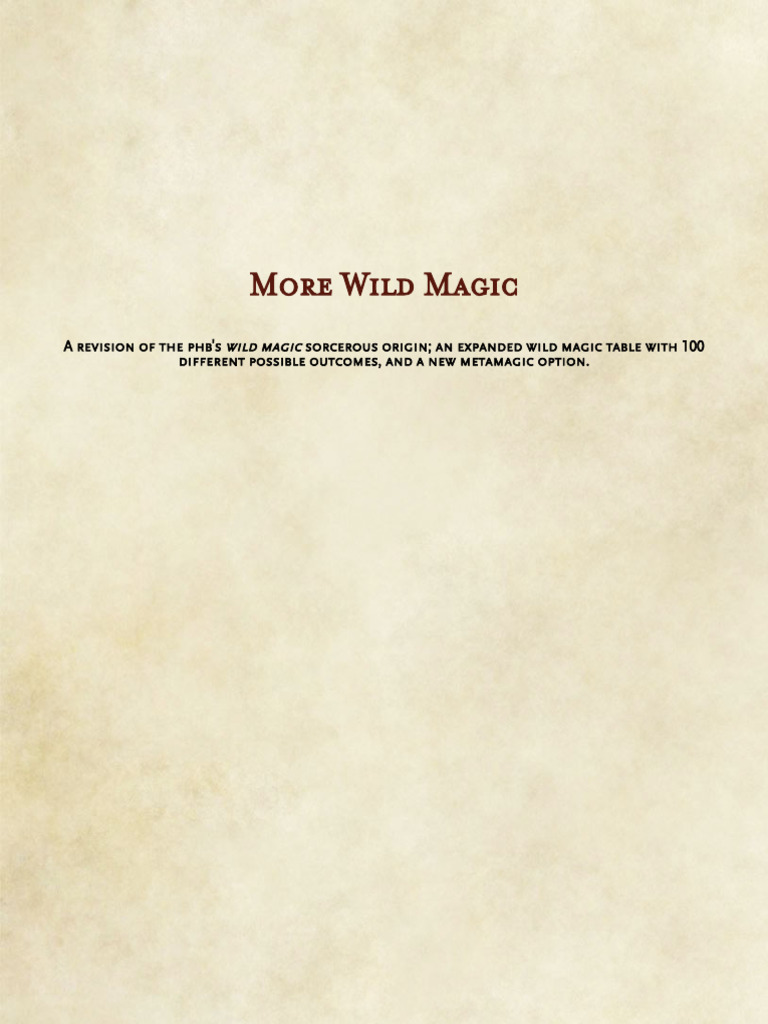 Revised Wild Magic Sorcerer and Expanded Wild Surge Table | PDF