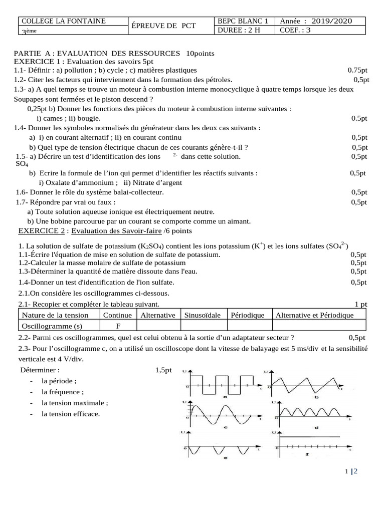 PCT 3ème S5 | PDF