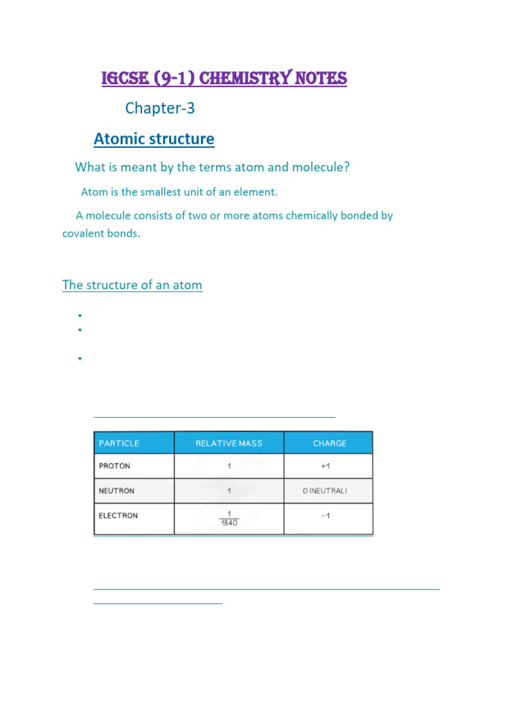 Siam IGCSE Chemistry Notes (updated) | PDF