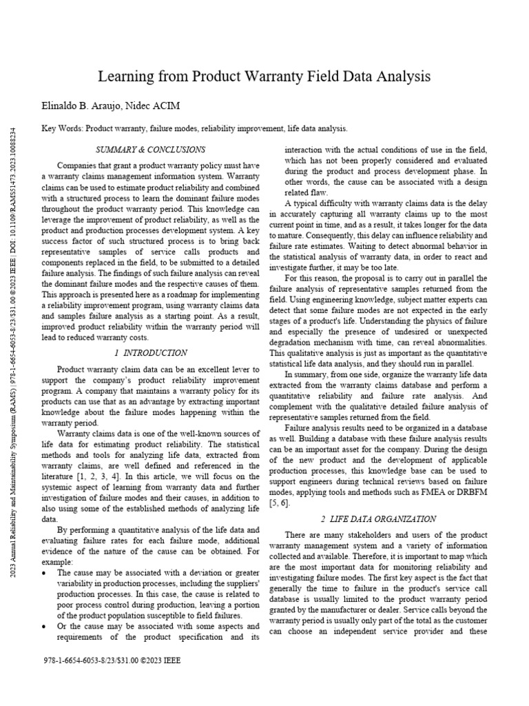 Learning_from_Product_Warranty_Field_Data_Analysis | PDF