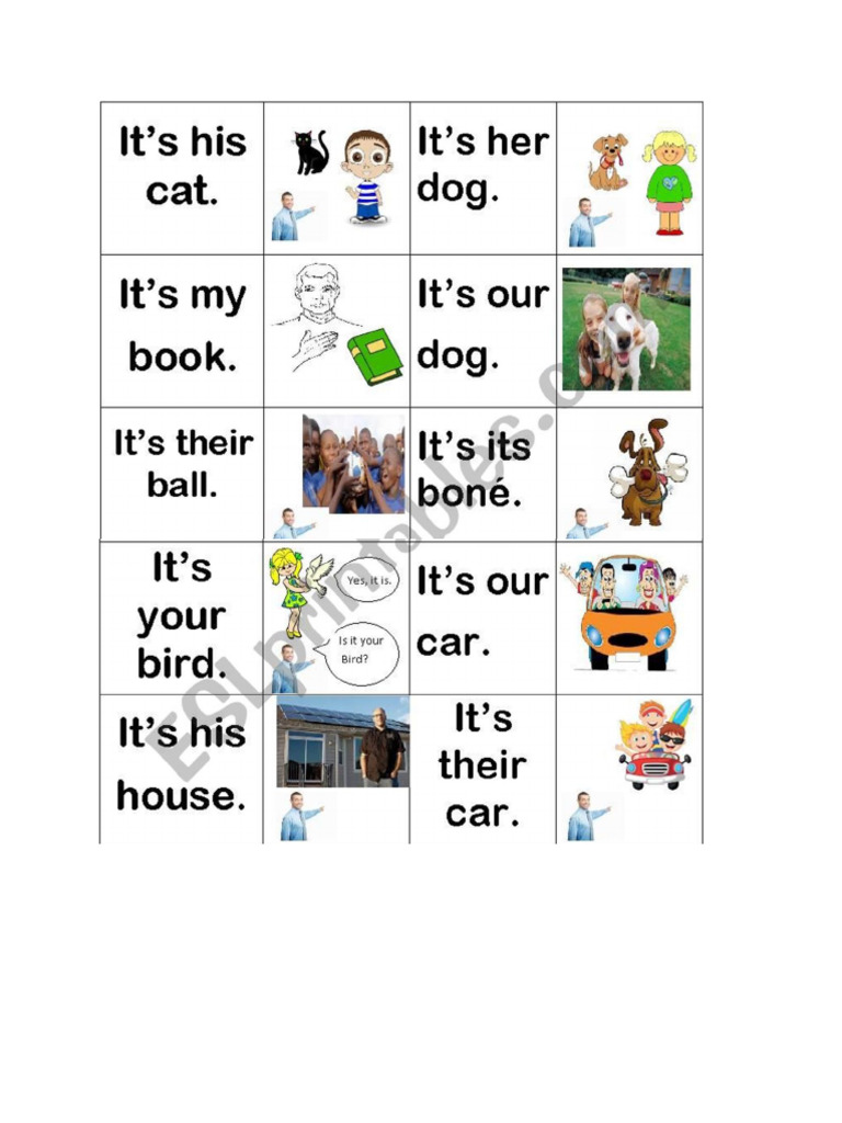 Possessive Adjectives Domino | PDF