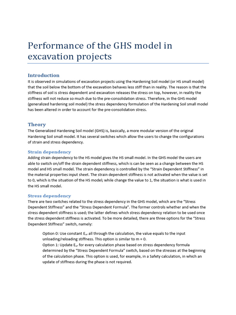 Documentation of The GHS Model in Excavation Projects 5B00 2013 5D00 | PDF