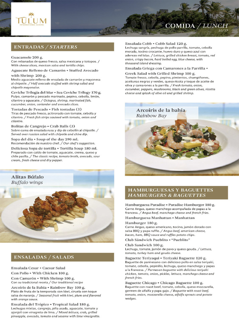 Menu Tulum Restaurant | PDF