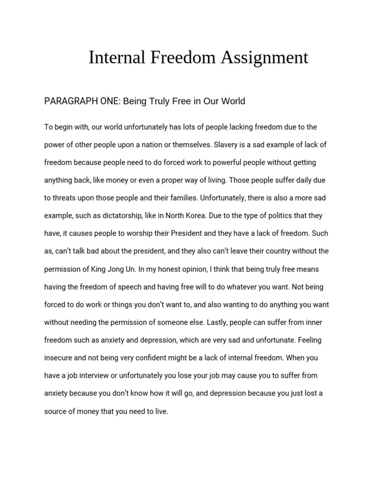 Internal Freedom Assignment PARAGRAPHS | PDF