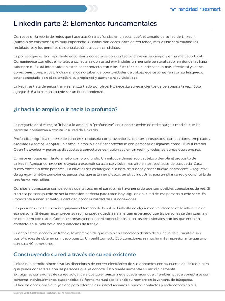 Linkedin Parte 2 - Elementos Fundamentales | PDF