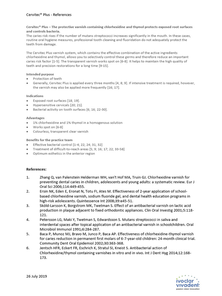 Cervitec Plus References | PDF