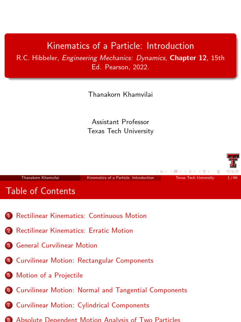 CH 12 Kinematics of A Particle Introduction | PDF