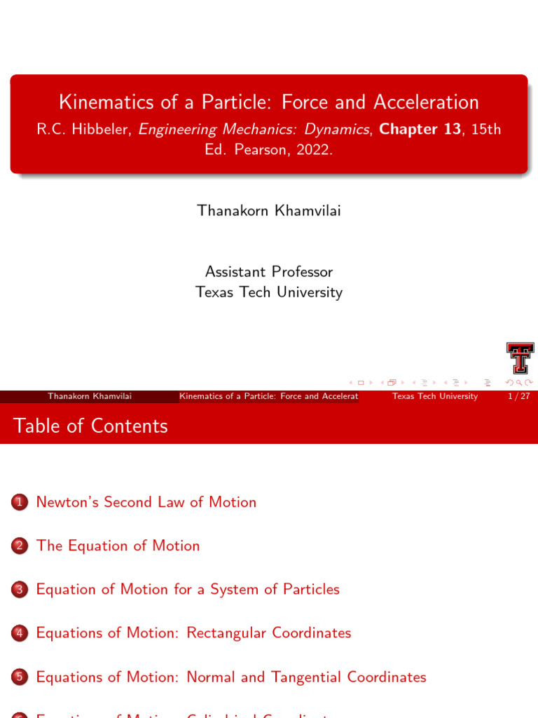 CH 13 Kinematics of A Particle Force and Acceleration | PDF