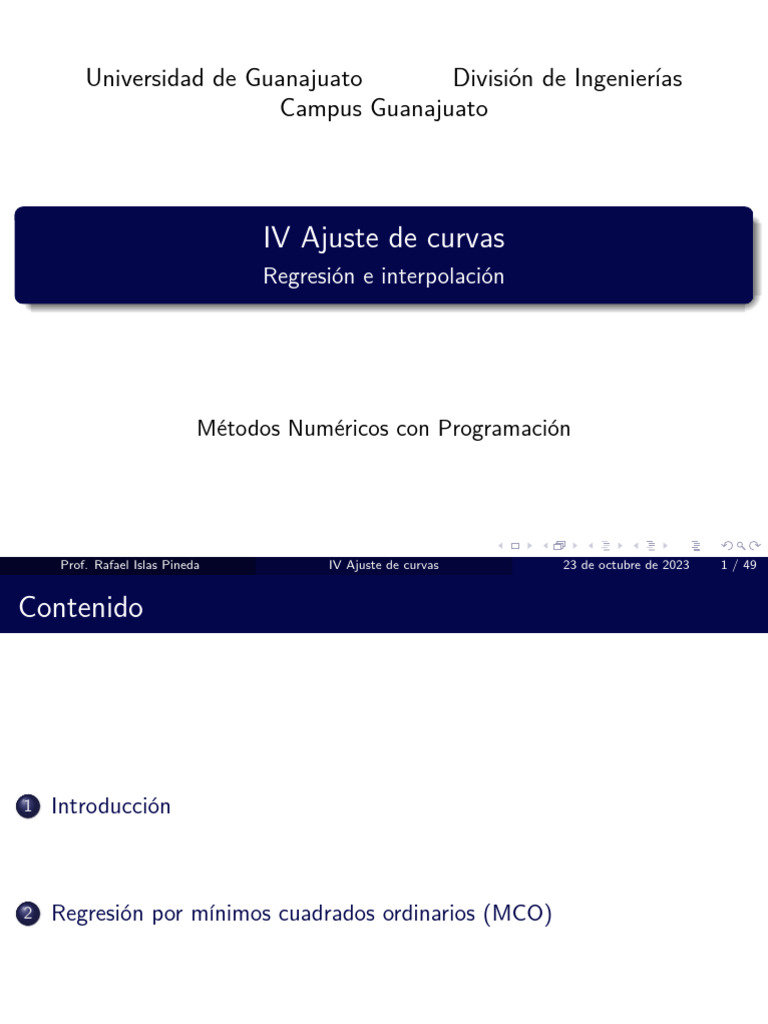 4 Ajuste de Curvas Parte 1 Mínimos Cuadrados | PDF