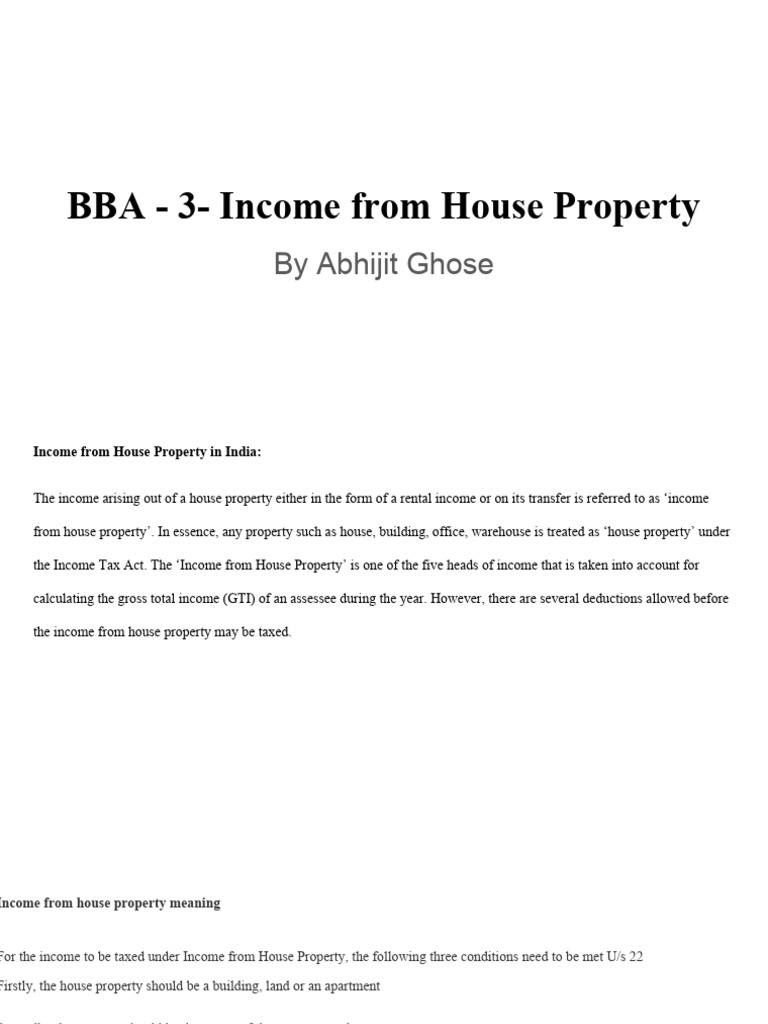 Income From House Property | PDF