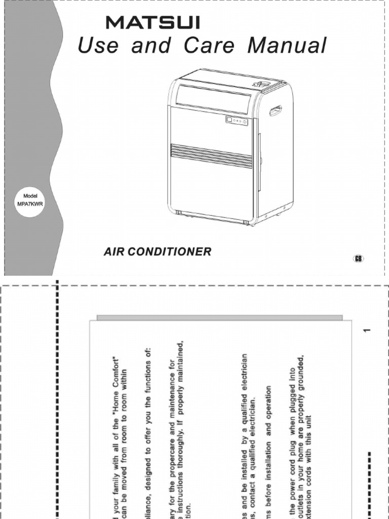 MATSUI Air Conditioner MPA7KWR Manual | PDF