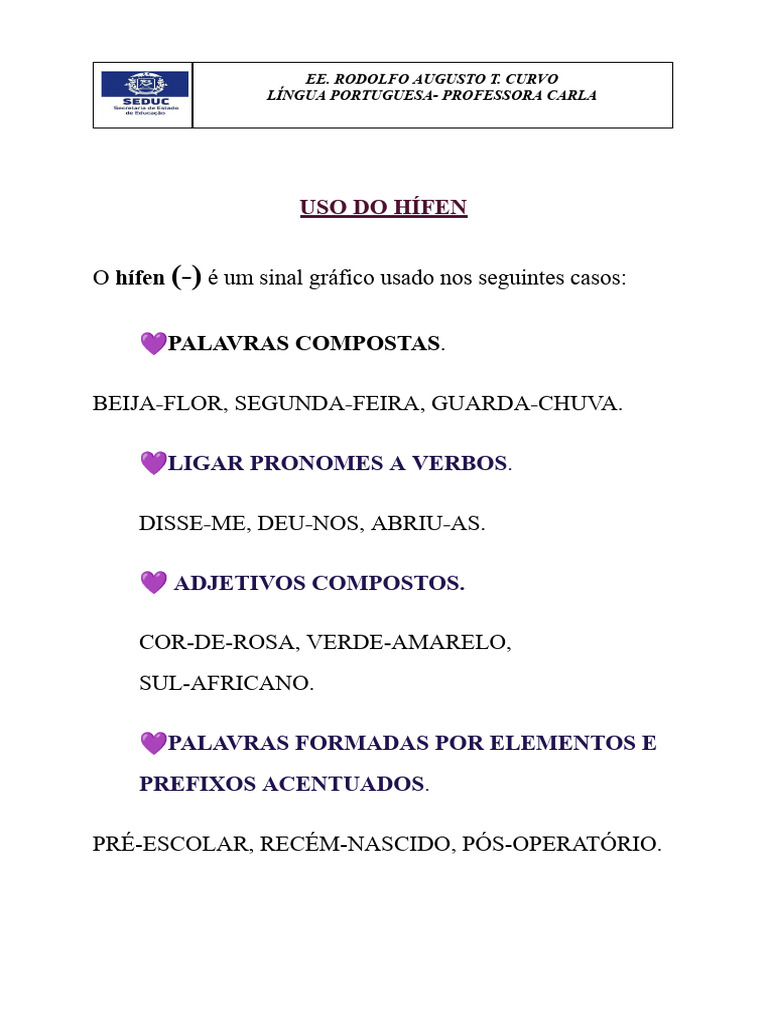 Uso Do Hífen | PDF