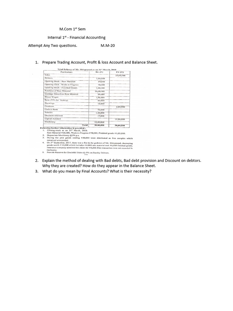 Financial Accounting Exam Questions | PDF