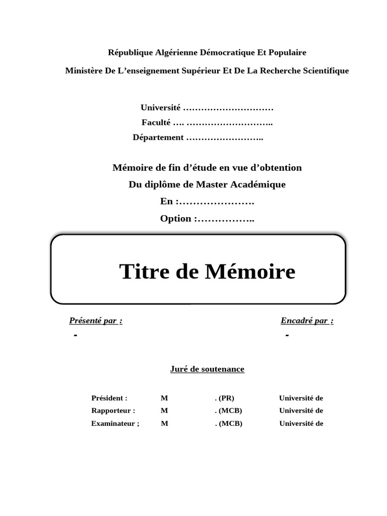 Mémoire Master 4 Chapitres | PDF