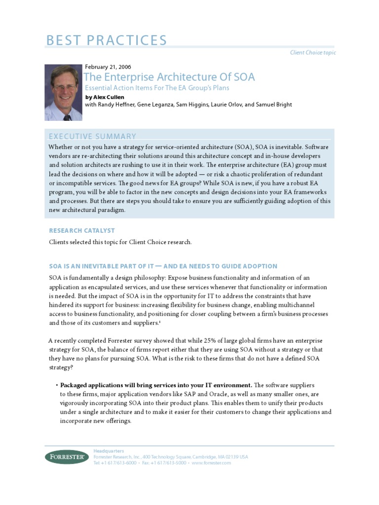 SOA-Forrester SOA Enterprise Architecture Best Practices | PDF | Service Oriented Architecture ...