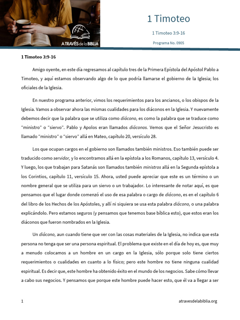 1 Timoteo 3,8-16 | PDF