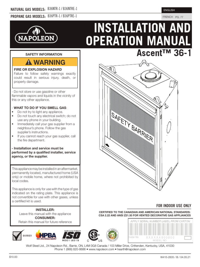 B36 1 Installation Operation Manual | PDF