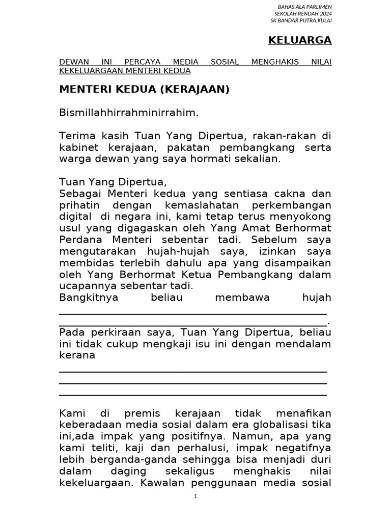 2 Dewan Ini Percaya Media Sosial Menghakis Nilai Kekeluargaan Menteri ...