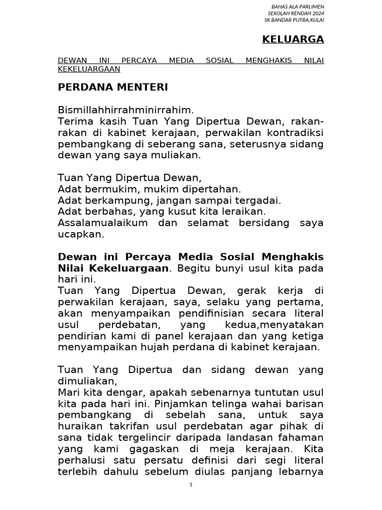 1 Dewan Ini Percaya Media Sosial Menghakis Nilai Kekeluargaan Perdana ...