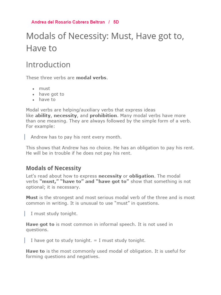 Modals of Necessity | PDF