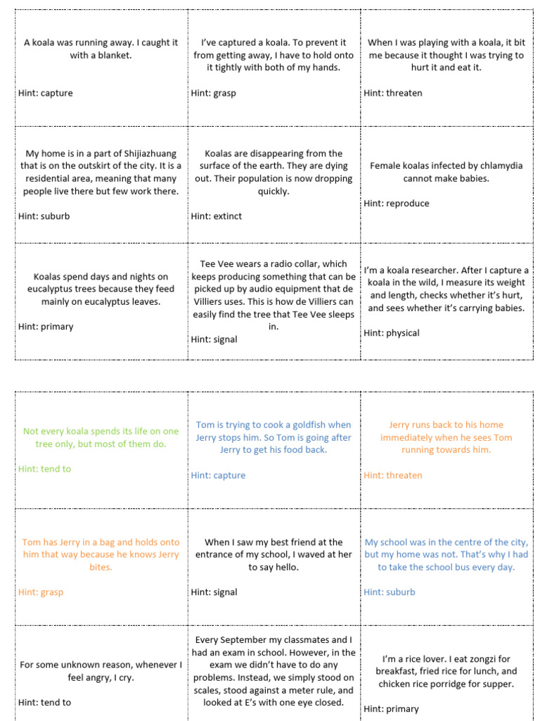 Reading Explorer 3 Passage 3A Word Cards | PDF