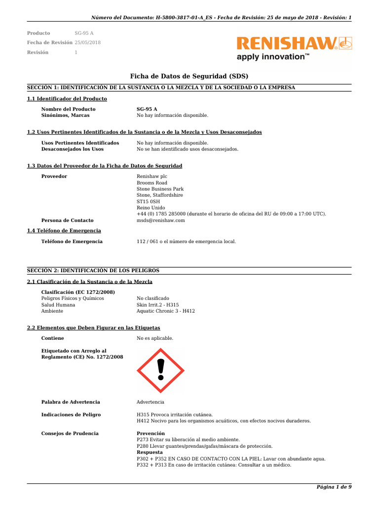 Sds 712250000 Resin SG 95 A Spanish | PDF | Wellness