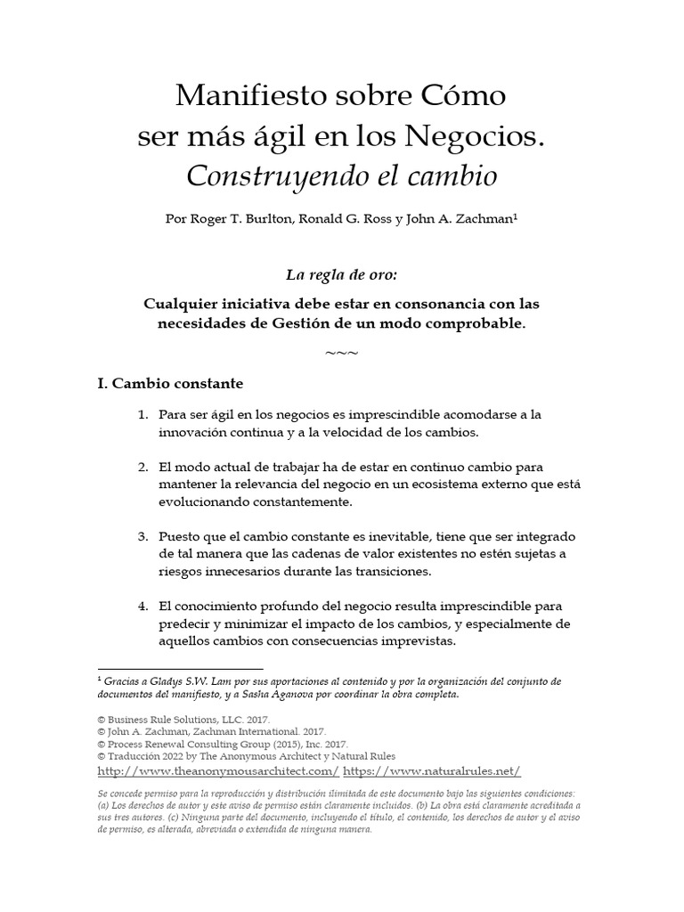 The Business Agility Manifesto | PDF