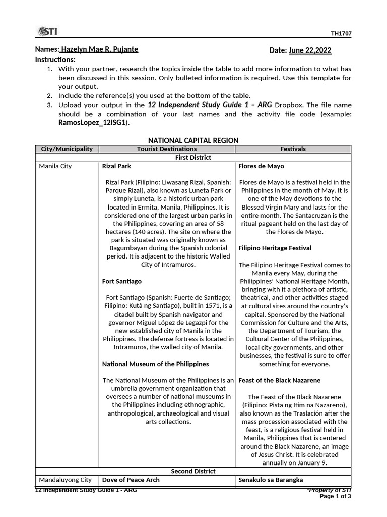 12 Independent Study Guide 1 - ARG | PDF