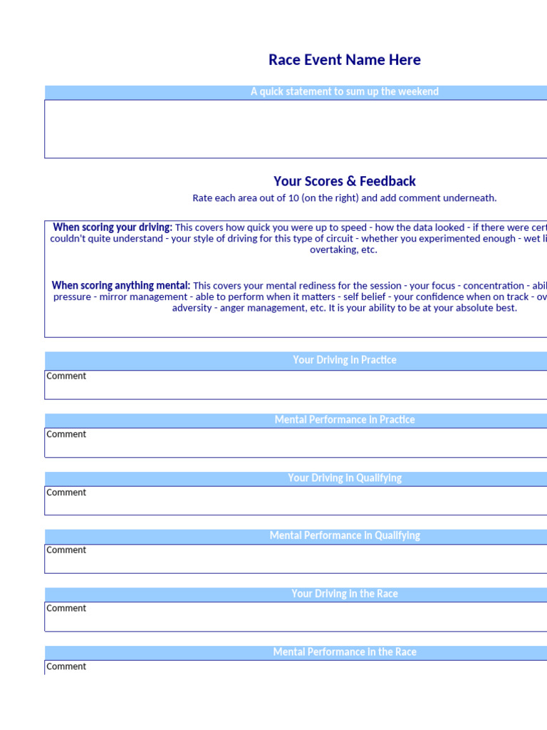 Race Event Driver Assessment | PDF | Business