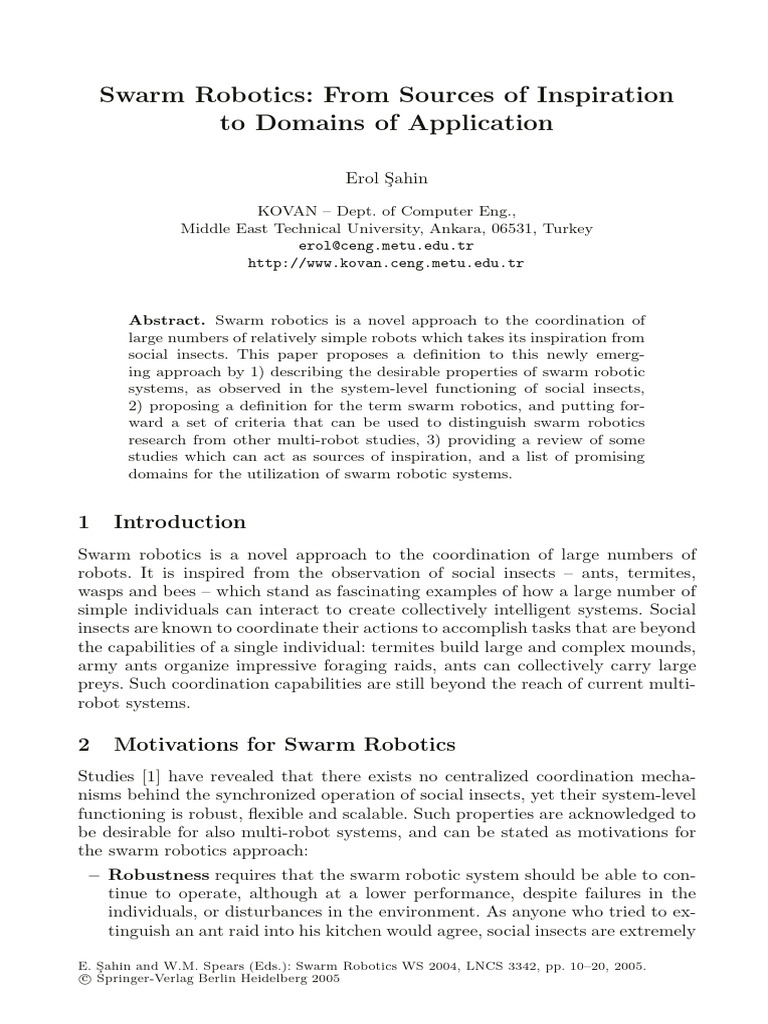Swarm Robotics - Inspiration To Application 2005 | PDF