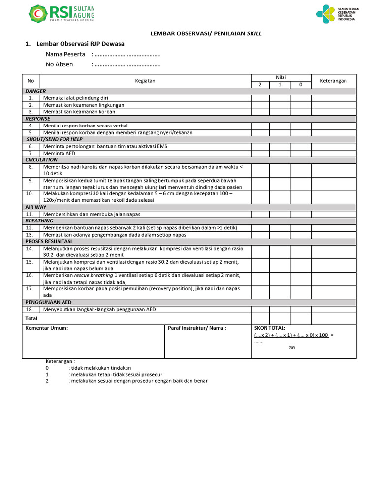 Lembar Observasi BTCLS | PDF