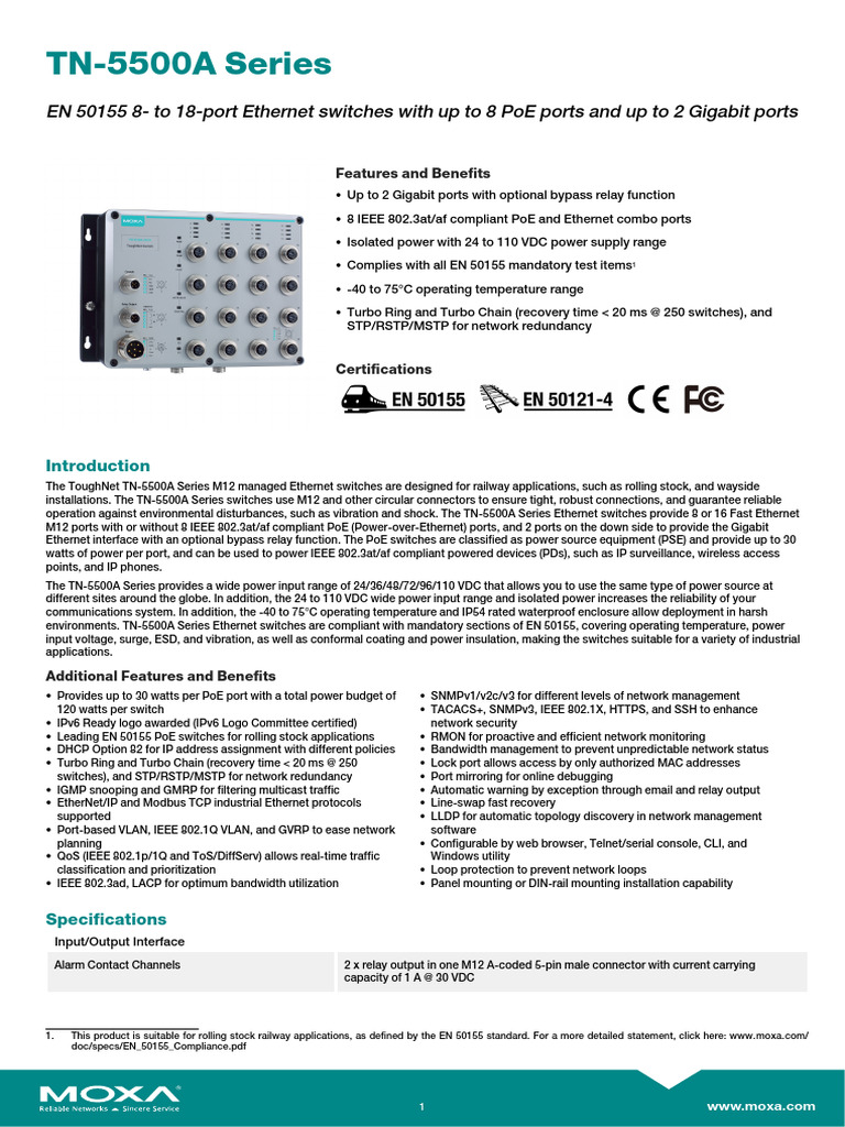 moxa-tn-5500a-series-datasheet-v2.2 | PDF
