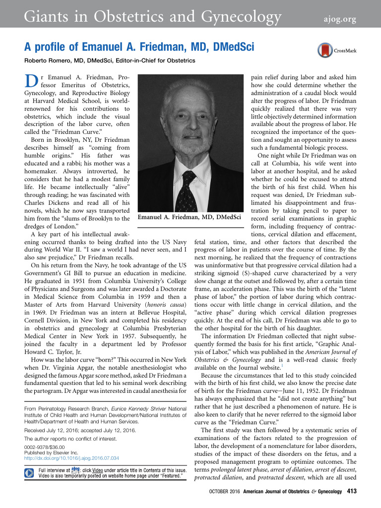 A Profile of Emanuel A. Friedman | PDF