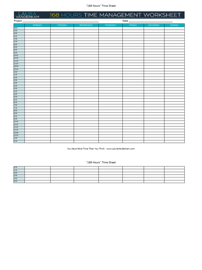 30 Min Timesheet 168 Hours v2 | PDF