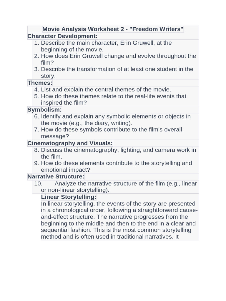 Movie Analysis Worksheet | PDF