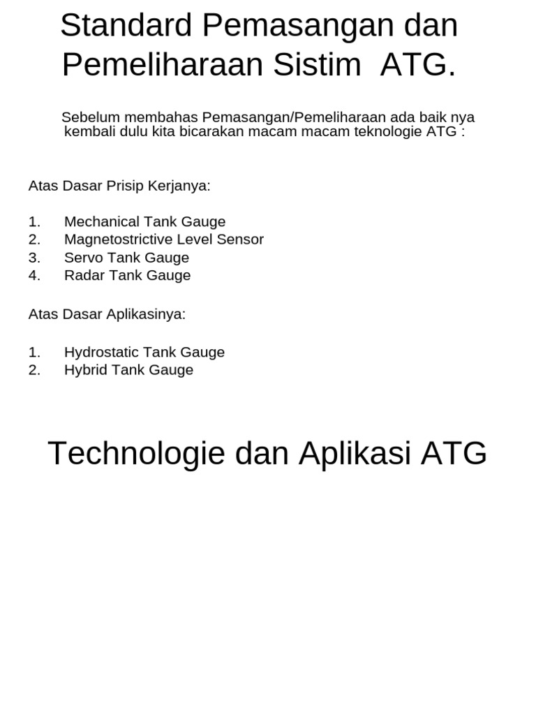 Standard Pemasangan dan Pemeliharaan Sistim ATG | PDF