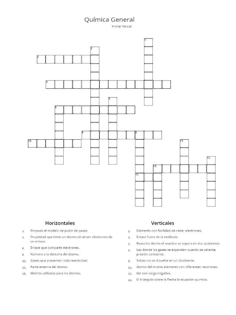 crucigrama quimica | PDF