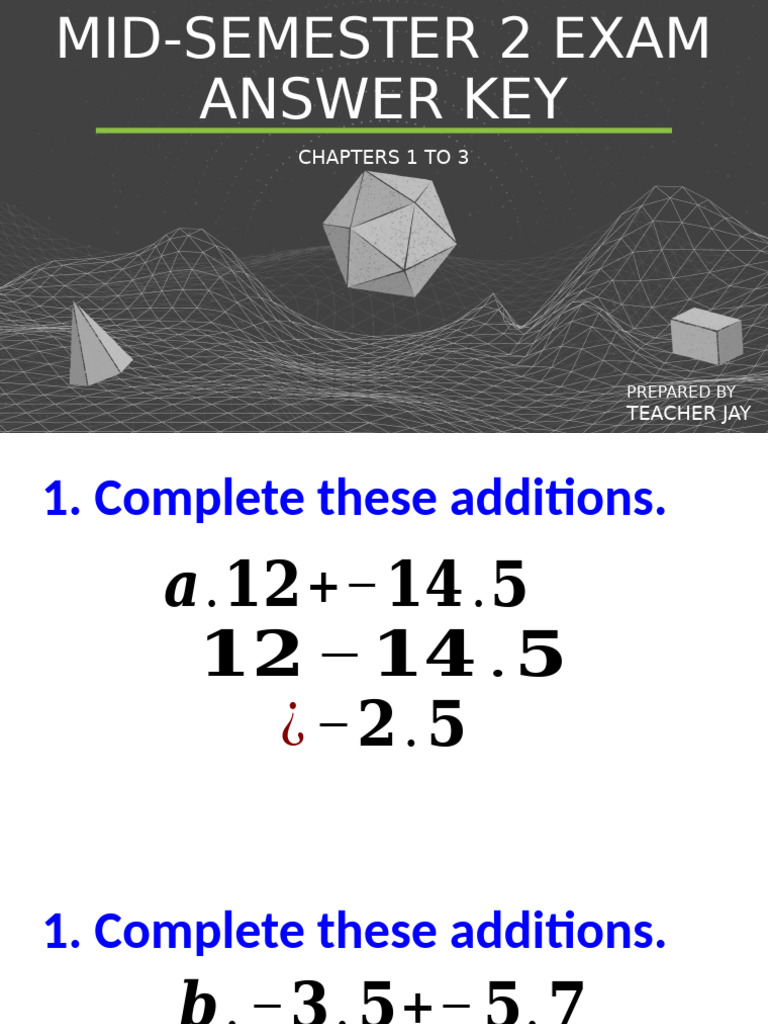 Mid Semester 2 Exam Answer Key Pdf Function Mathematics Equations
