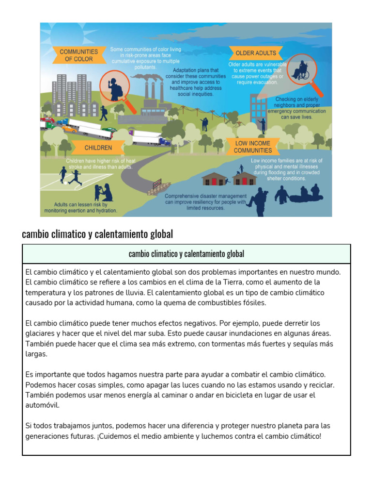 Cambio Climático y Calentamiento Global | PDF | Cambio climático ...