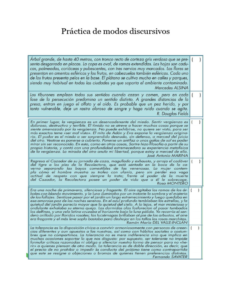 Práctica de Modos Discursivos (1) - 1 | PDF | Artes del Lenguaje y ...