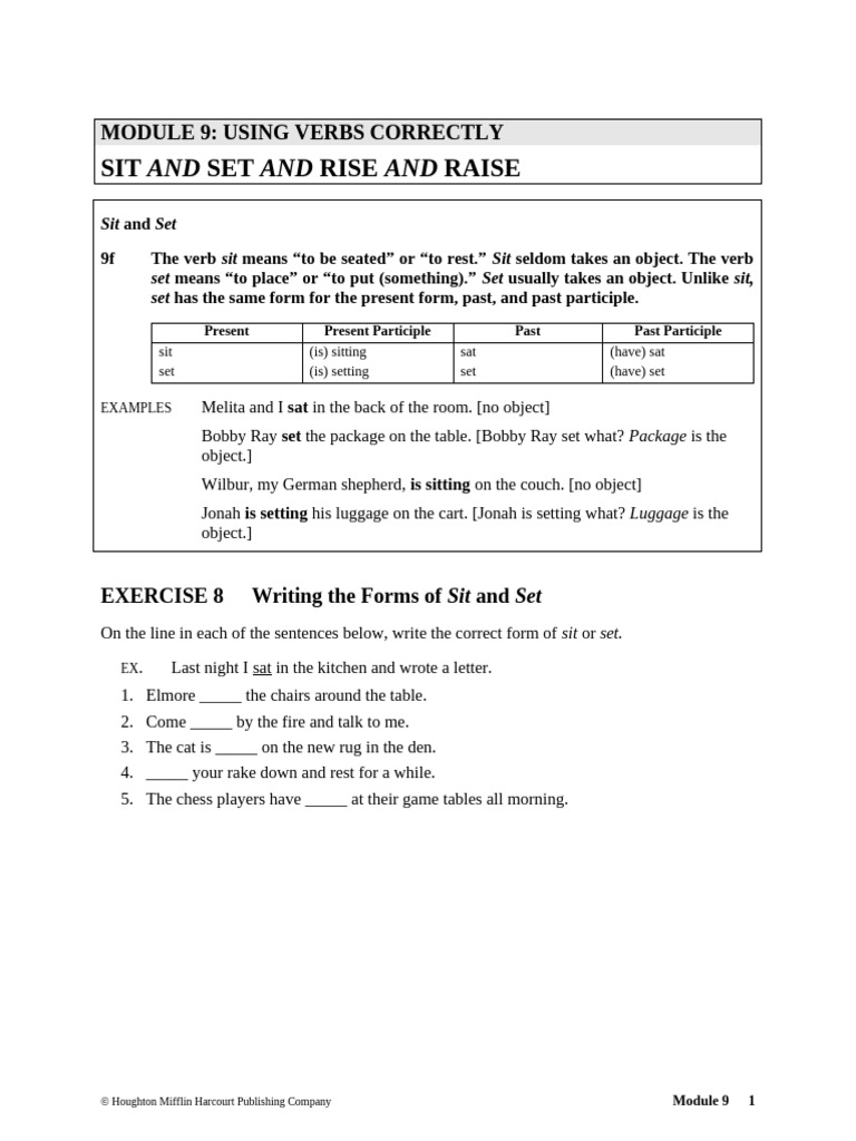 57 Sit, set and Rise, raise | PDF