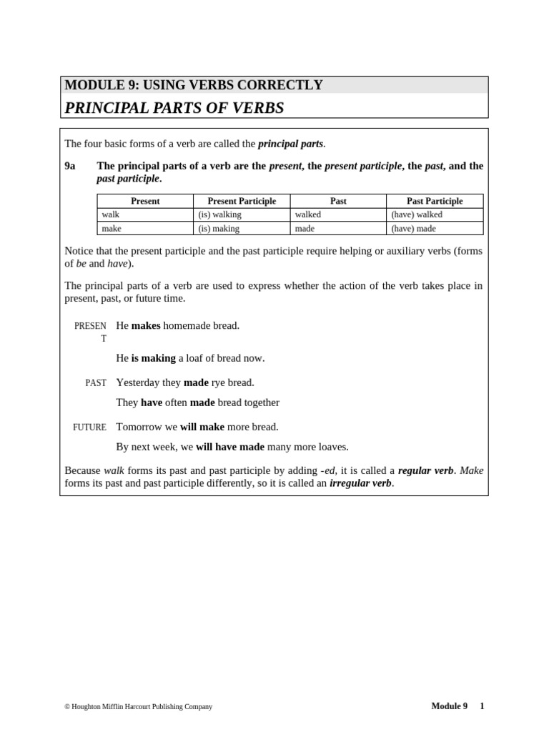 53 Principal Parts Of Verb Pdf