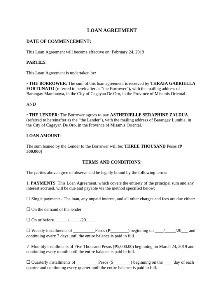 Loan Agreement | PDF
